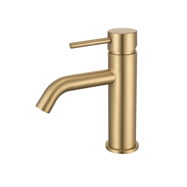 Artline Brushed Gold Basin Mixer Cold Start Curved Spout Lead Free ...