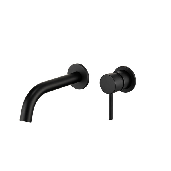 Artline Matte Black Wall Basin Mixer Trim Kit Two Round Cover Plates ...