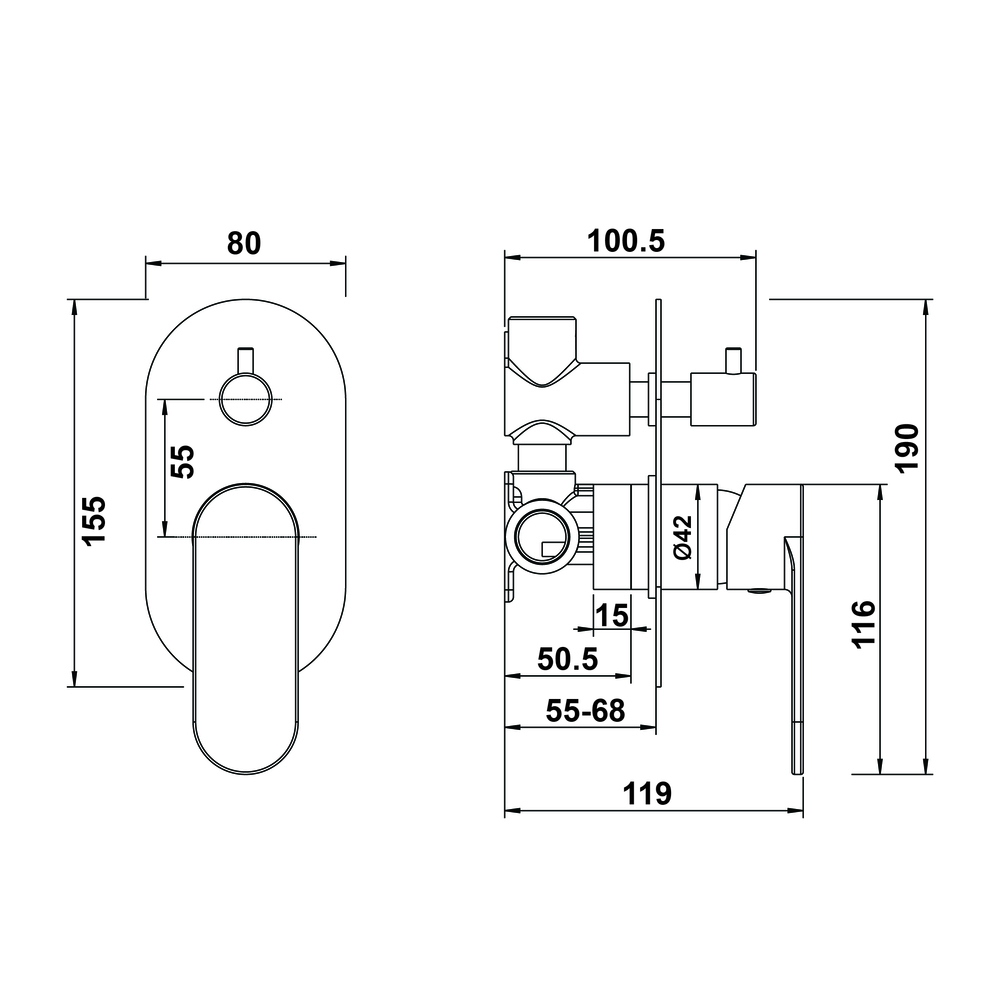 Spectra Chrome Shower Diverter Mixer Trim Kit & Body Lead Free - Cob ...